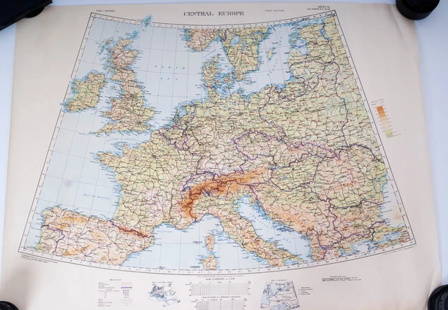 ORIGINAL OS PRE-WAR WAR OFFICE paper map of Central Europe dated 1936 £ ...