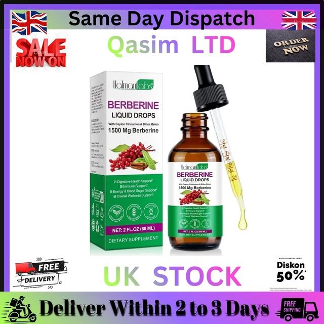 BERBERINE LIQUID DROPS, Berberine Supplement High Strength, 100% ...