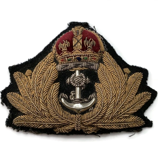 ORIGINAL BRITISH ROYAL Navy Officers Cloth BULLION Naval Cap Badge £36. ...