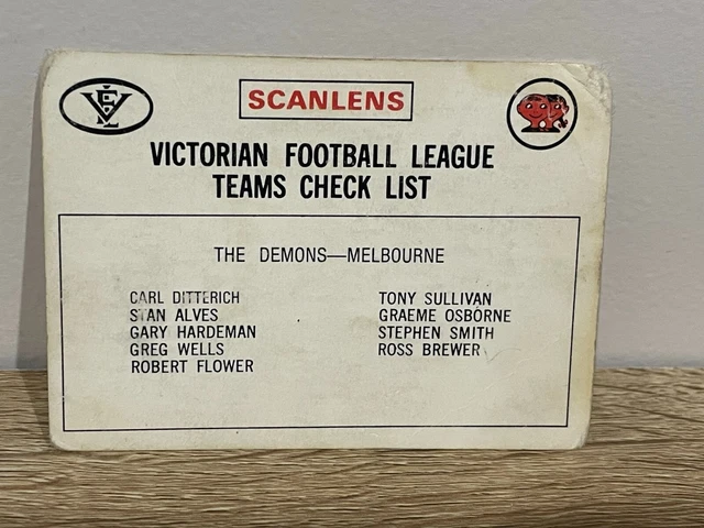 SCANLENS 1975 VFL Footy Card Melbourne Kangaroos Checklist Unmarked. £ ...
