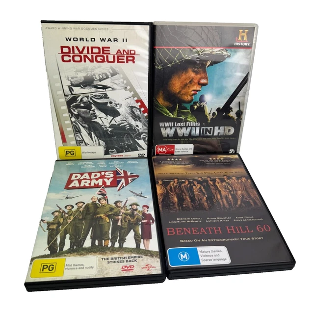 WAR MOVIE DVD Bundle x 4 Dad's Army, Beneath Hill 60, WWII in HD Divide ...