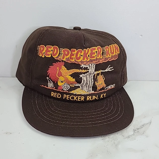 RED PECKER RUN Trucker Baseball Snapback Hat Cap Puffer Print Rare USA ...
