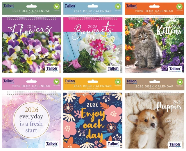 2026 FLIP OVER Desk Top Calendar Month To View Free Standing Assorted ...