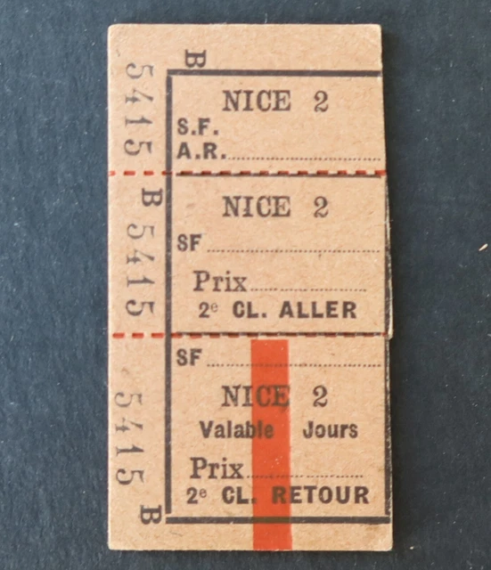 ANCIEN TICKET BILLET train NICE 2ème classe railway 14 EUR 2,50 ...