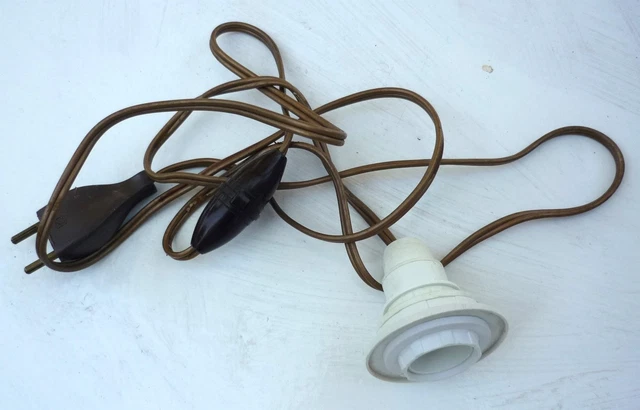 FIL - CÂBLE – prise électrique ancien avec bouton poussoir bakélite EUR ...