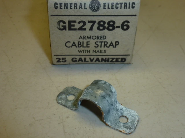 NOS! LOT OF (25) GENERAL ELECTRIC ARMORED CABLE STRAPS w/ NAILS, # ...