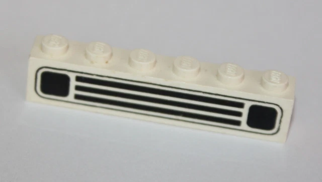 LEGO WHITE BRICK 1x6 with Black Car Grille Pattern 3009p01 set 373 ...