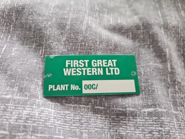 RAILWAYANA FIRST GREAT Western Plant No. Sign Small Can Fit In Hand £7. ...