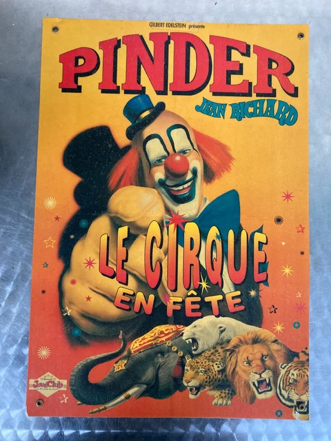 PINDER JEAN RICHARD Ancienne Affiche De Cirque Plastifiee Clown Ours ...