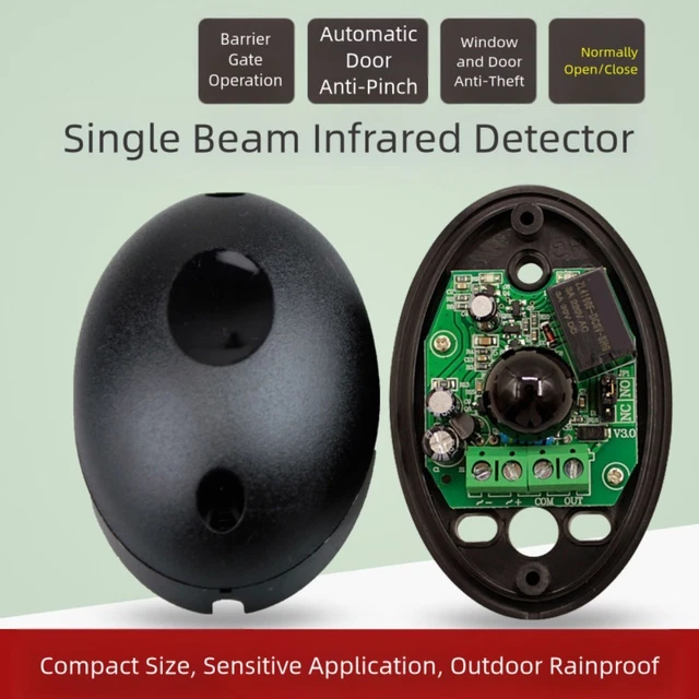 12V INFRARED SAFETY Beam Detector with Relay Output for Garage Door Use ...