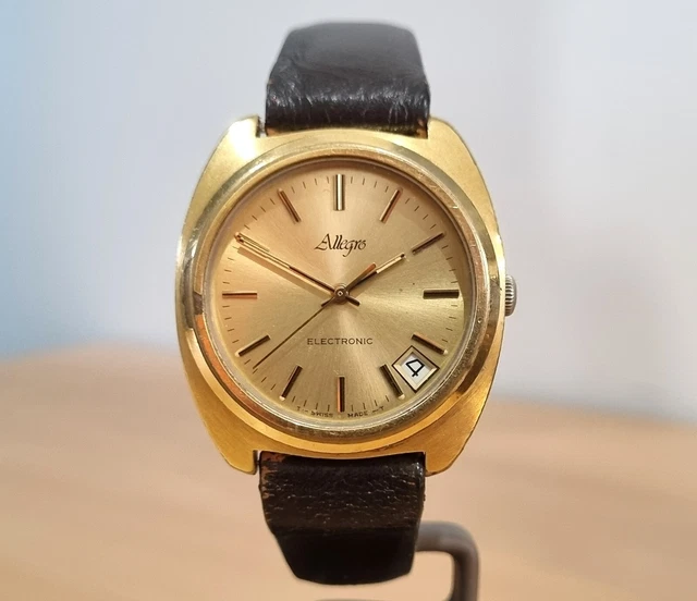 VINTAGE ZENITH ALLEGRO GP gold dial Tuning Fork watch. Repair or spares ...