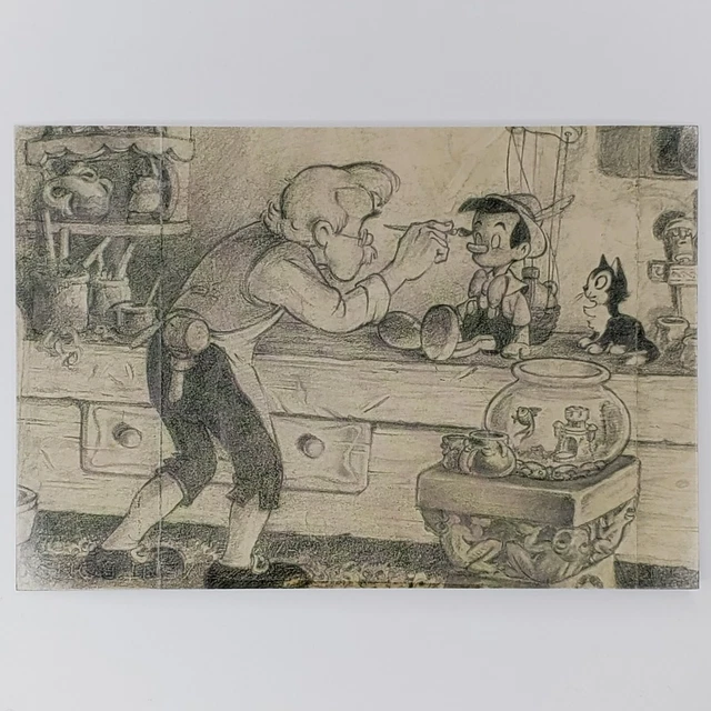 PINOCCHIO CARTOLINA COLLEZIONE Arte Disney Geppetto Figaro Cleo ...