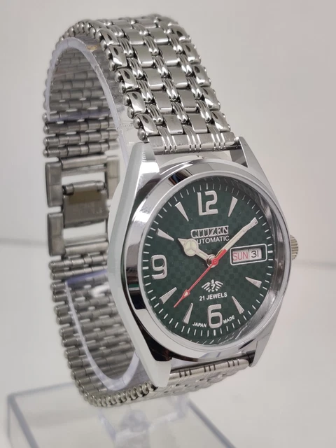 CITIZEN AUTOMATIC 8200 Vert Couleur Cadran Jour / Date HOMME Montre Pour Bon EUR 44,14 - PicClick FR
