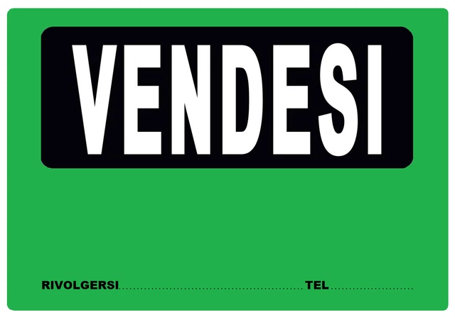 CARTELLO VENDESI TARGA Segnale Segnaletica Avviso Colori Fluo CM 30 X ...