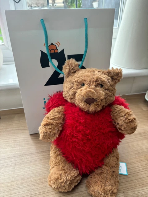 JELLYCAT BARTHOLOMEW HEARTTHROB teddy bear plush soft cuddly toy new ...