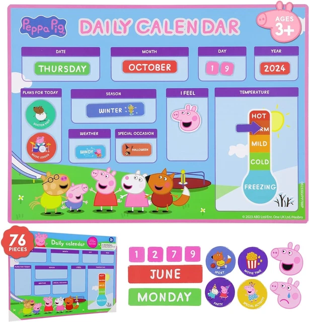 PEPPA PIG MY First Magnetic Calendar for Kids Fun Chore Chart Preschool ...