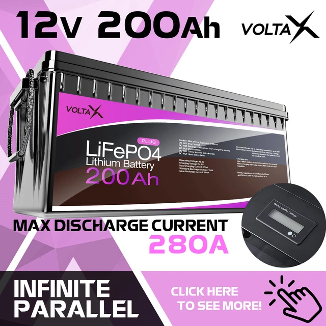 VOLTAX 12V 200AH Lithium Battery LiFePO4 Deep Cycle Recycle LCD Screen ...