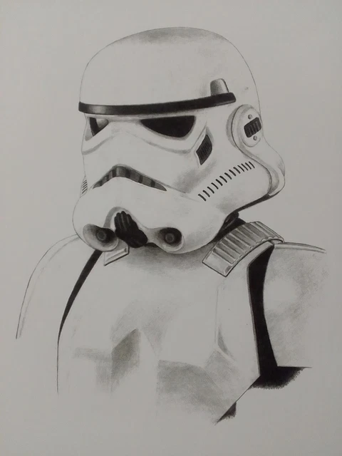 IMPERIAL STORMTROOPER PORTRAIT STAR WARS pencil drawing PRINT Sci Fi ...