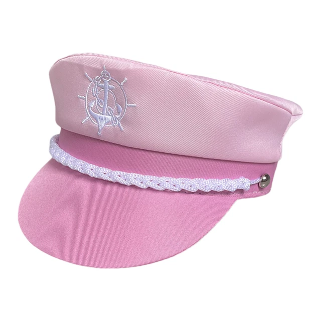 PINK CAPTAIN HAT Nautical Themed Boat Hat Ship Helm Navy Marine Admiral ...