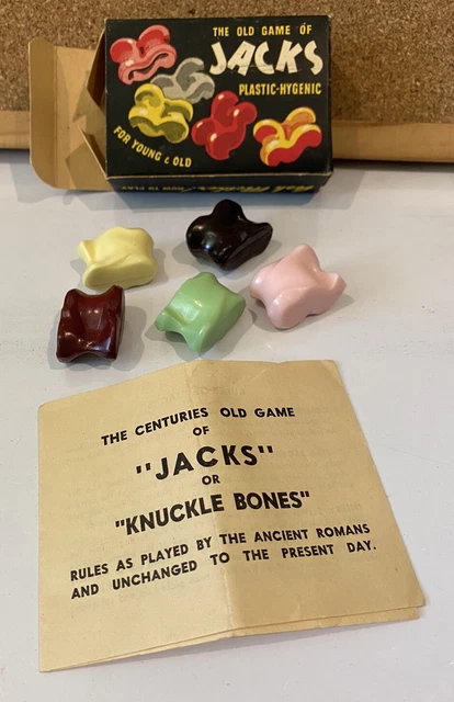 VINTAGE 1930S AUSTRALIAN KNUCKLE BONE JACKS BAKELITE GAME MINT IN BOX ...