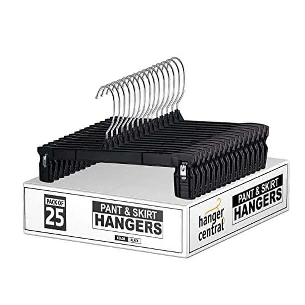 HEAVY DUTY PLASTIC Pants and Skirt Hangers with Non-Slip Clips, 10 Inch ...