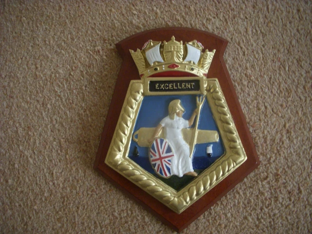 ROYAL NAVY HMS Excellent ships crest £20.00 - PicClick UK