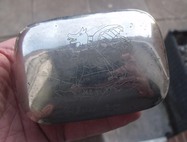 WW2 THE BUFFS Trench Art Type P.o.w. Soap Box, 267610 Aubrey Kyte £15. ...