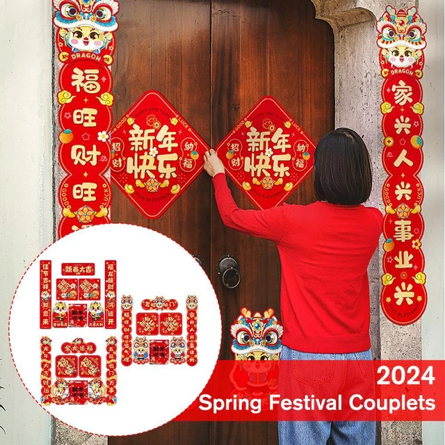 SPRING COUPLETS CHINESE New Dragon Year Couplet Door Sticker Window ...