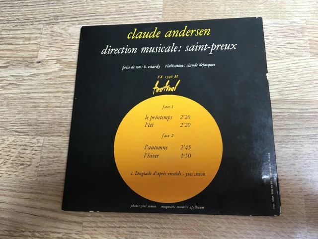 45 TOURS EP Claude ANDERSEN Vivaldi Le printemps L'été +2 Saint-Preux ...