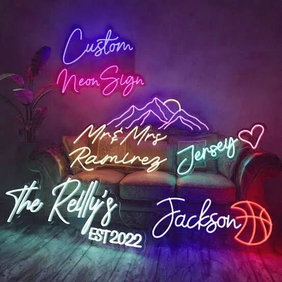 PERSONALIZED NEON SIGN Custom Name Logo Signs Acrylic Wall Decor LED ...