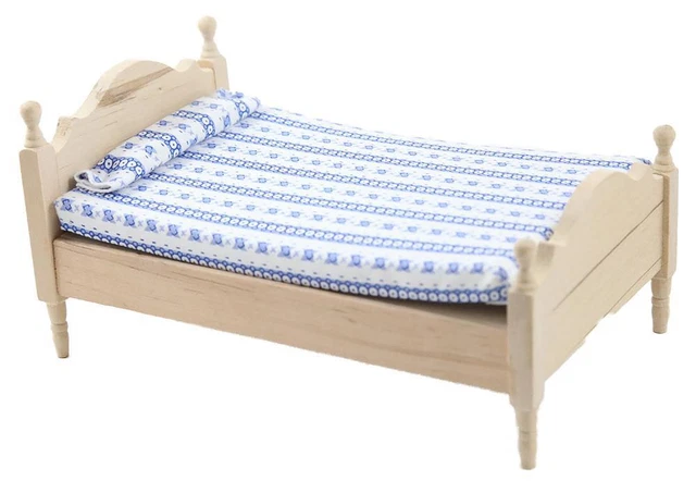 MAISON DE POUPÉES Simple Lit Bare Bois Inachevé Miniature Mobilier Chambre 1:12 EUR 13,44 ...