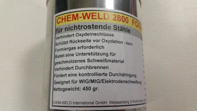 450G FORMIERPASTE SCHWEISSPASTE CHEM-WELD 2800 Schweißbadsicherung + 1l ...