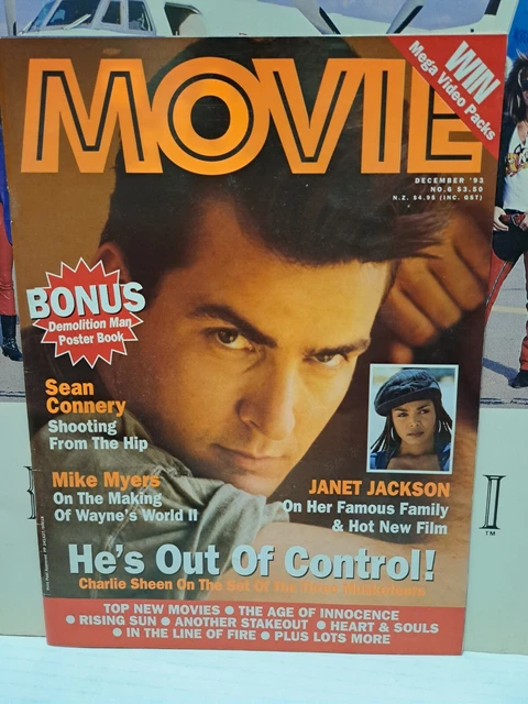 MOVIE MAGAZINE AUSTRALIA. December 1993 Charlie Sheen Janet Jackson ...