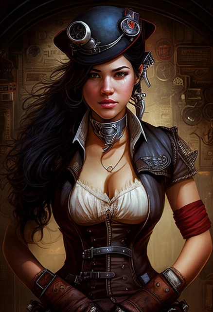 Steampunk Michelle Rodriguez Pin Up Metal Plaque Sign Bar Man Ai Art