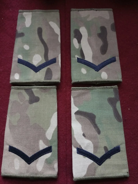 BRITISH ARMY BLACK on MTP Lance Corporal Rank Slides x 2 pairs multicam ...