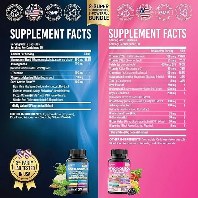 CORTISOL & MYO-INOSITOL Supplement Bundle 13-in-1 Cortisol Balance New ...