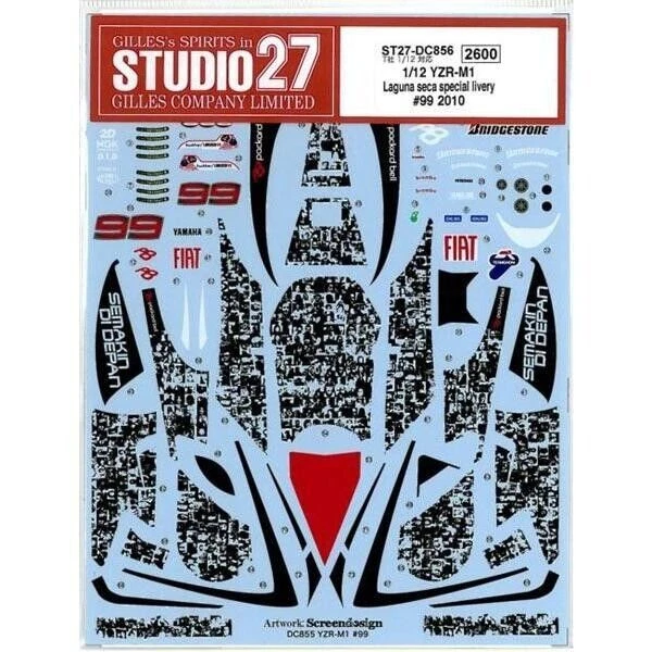 STUDIO27 DECALS FÜR TAMIYA 1/12 YZR-M1 Laguna seca Sonderlackierung #99 ...