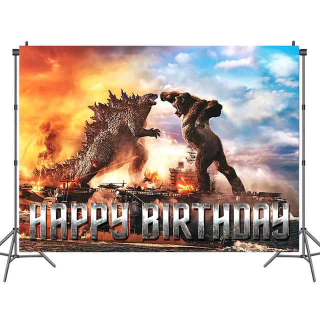 BACKDROP GODZILLA HAPPY Birthday Party Decoration Props Photo ...