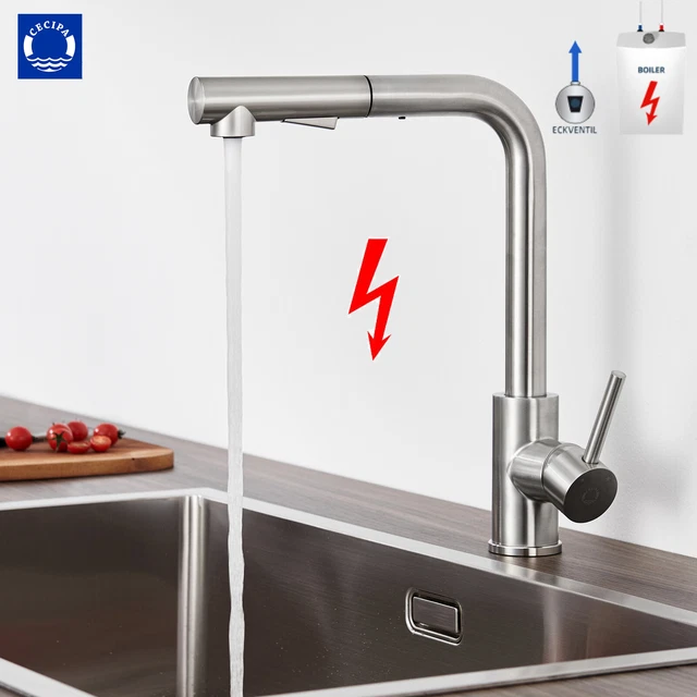 360° KÜCHENARMATUR NIEDERDRUCK Spültisch Armatur Wasserhahn Ausziehbar Einhebel EUR 45,99 ...