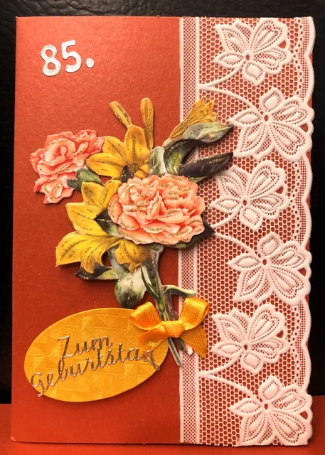 HANDGEFERTIGTE GLÜCKWUNSCHKARTE ZUM 85. Geburtstag Glückwünsche Blume ...