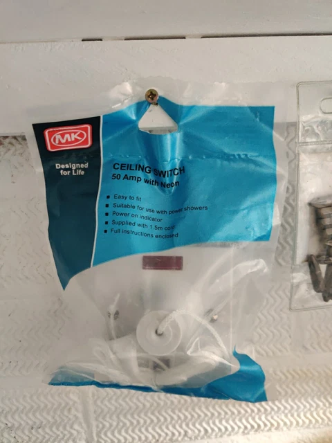 MK - 50A 1 Way Pull Cord Switch with Neon £16.99 - PicClick UK