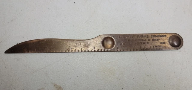 VINTAGE RULER LETTER Opener Brass Deerfoot Farm Aristocrat Of Milk ...