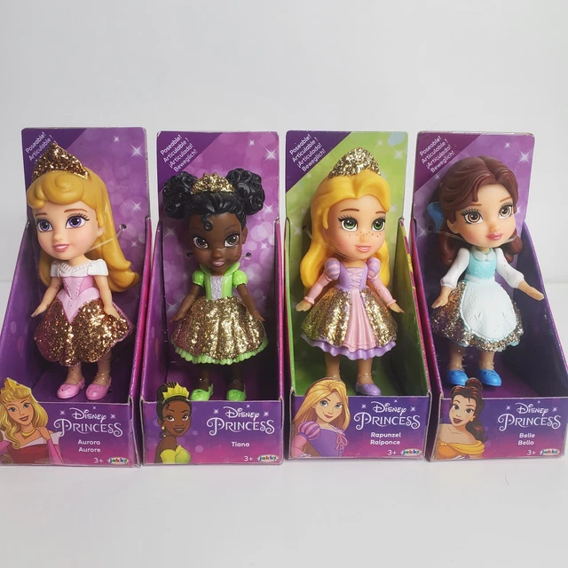 DISNEY PRINCESS POSEABLE Mini Doll Figures Tiana Belle Aurora Rapunzel ...