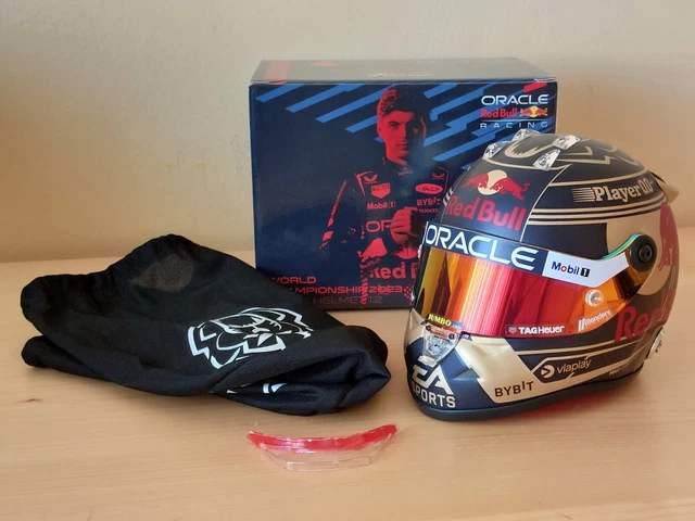 MAX VERSTAPPEN WORLD Champion WDC 2023 1:2 1/2 Mini Helmet Red Bull ...