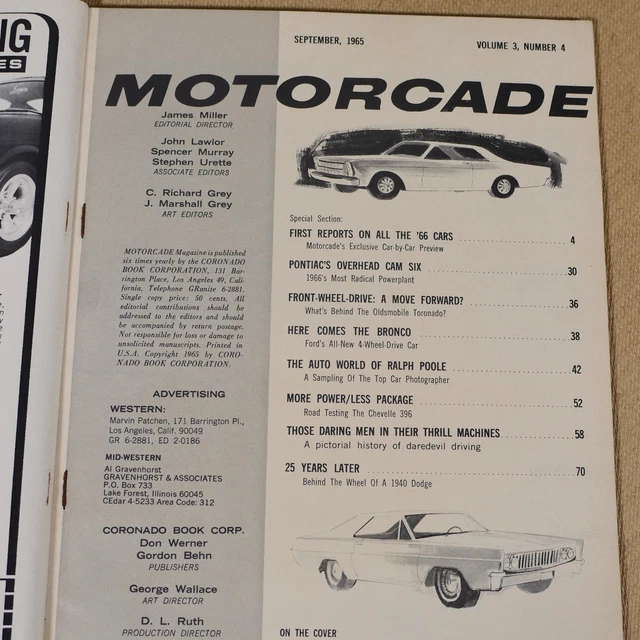 VINTAGE AMERICAN CUSTOM Car Magazine Motorcade September 1965 £4.38 ...