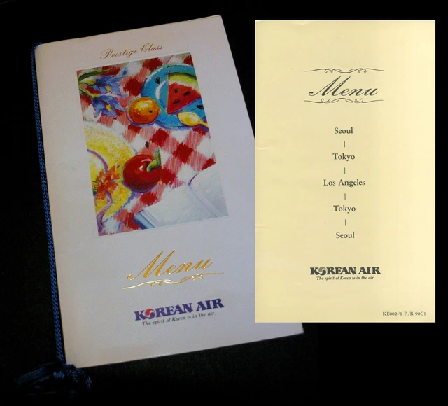 KOREAN AIR FIRST Prestige Class Menu-Card Speisekarte Seoul Tokyo Los ...