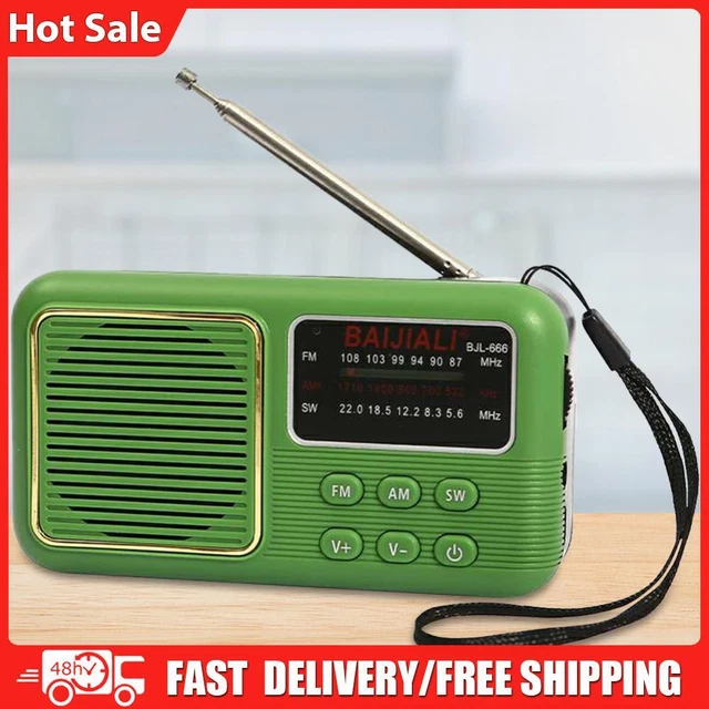 MINI PORTABLE RADIO Full-Wave Band Battery 500mAh AM/FM Radio Receiver ...
