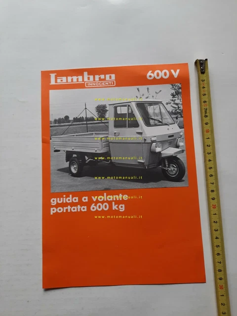 INNOCENTI LAMBRO 600 V motocarro depliant originale ITALIANO brochure ...