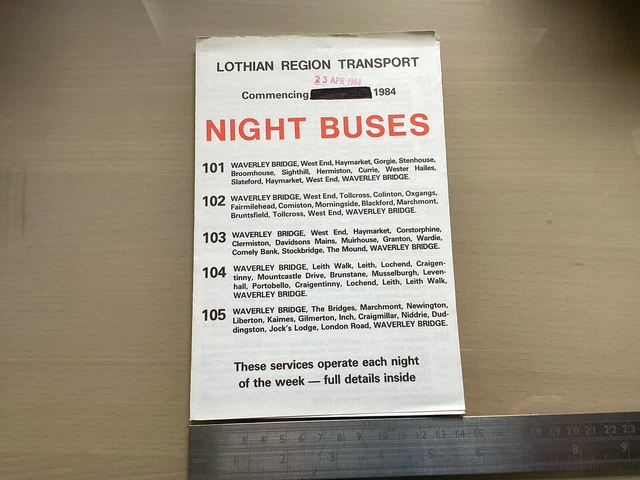 EDINBURGH CITY LOTHIAN Region Transport Bus Timetable Route 101-105 ...
