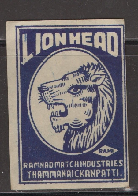 MATCHBOX LABELS INDIA- Lion Head , Ramnad- ** £2.00 - PicClick UK